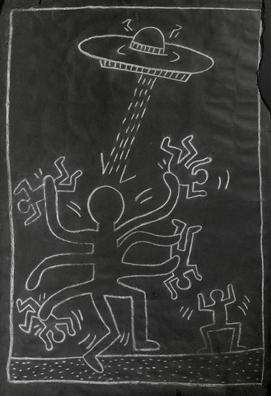 Keith Haring | OCTOPUS ALIEN WITH UFO/SUBWAY DRAWING | MutualArt