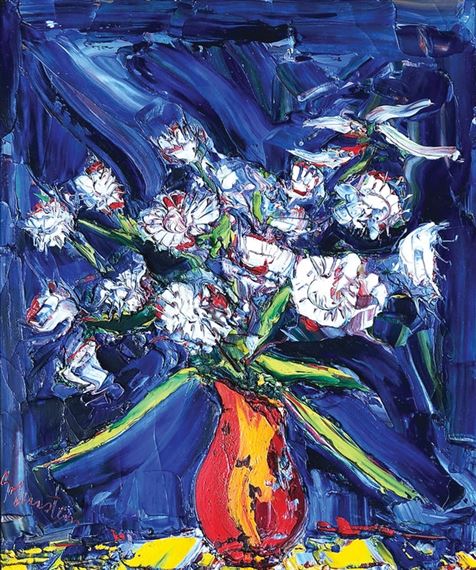 Samuel Borenstein | White Flowers and Dark Background | MutualArt