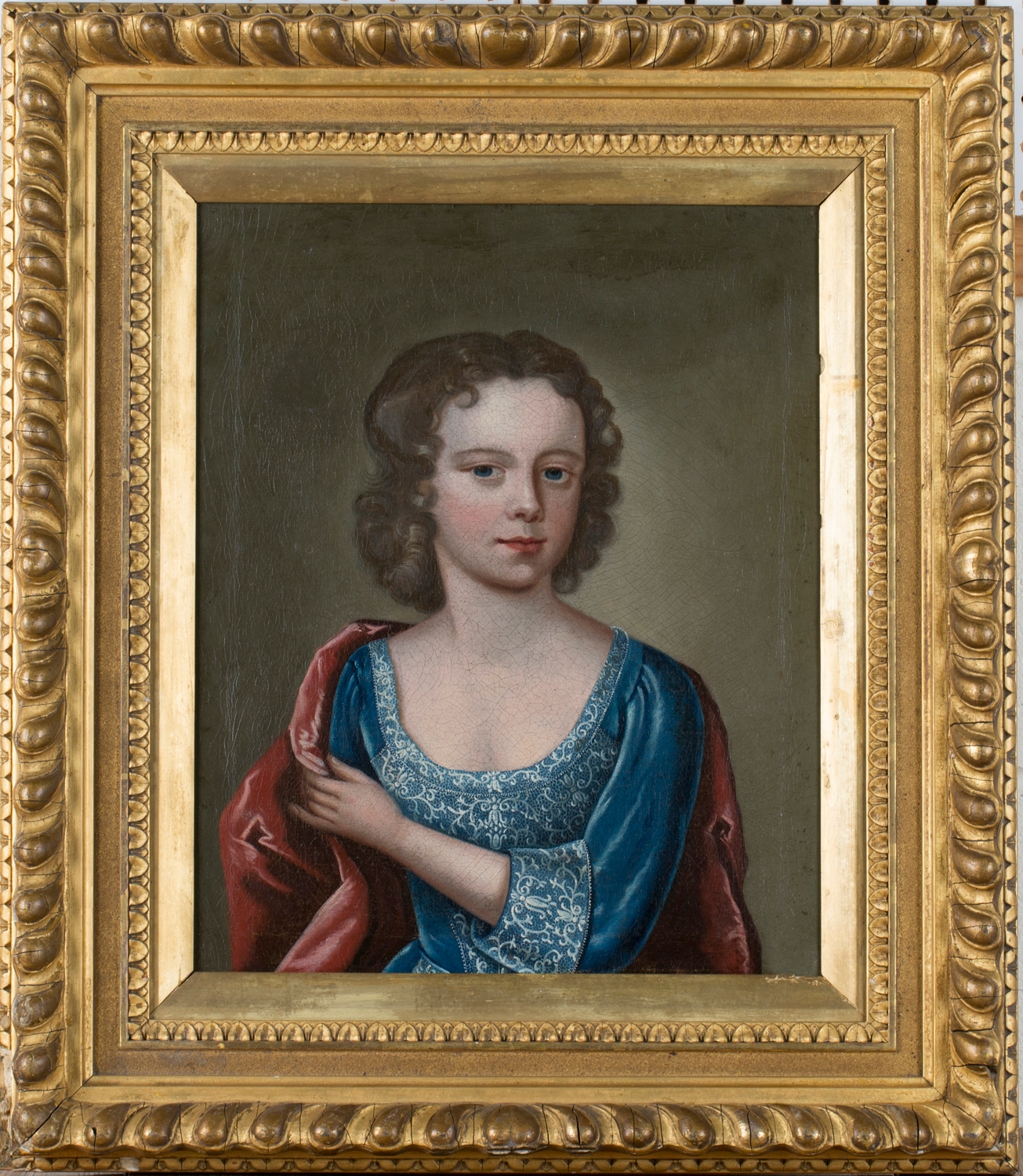 Edward Byng | Half Length Portrait of a Young Girl wearing a Blue Dress ...