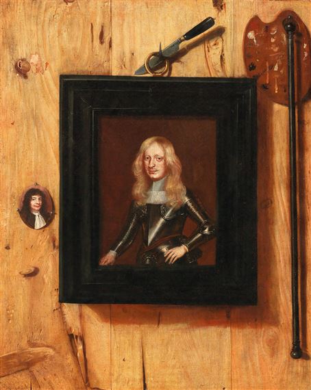 Cornelis Norbertus Gijsbrecht | A trompe-l’oeil with a portrait of a ...