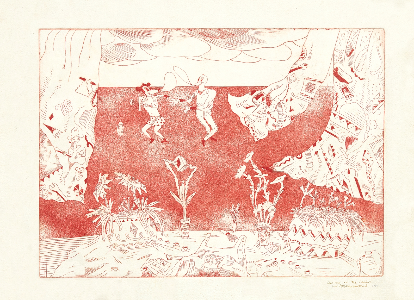 Bill Hammond | Dancing on the Lawn (1981) | MutualArt