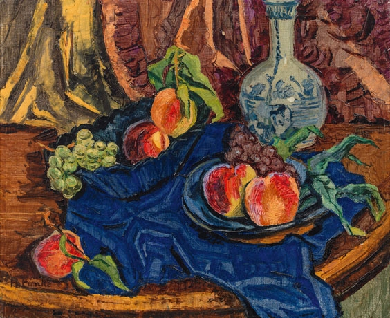 Hélène Funke | Still life with peaches and grapes (1910 - 1919) | MutualArt