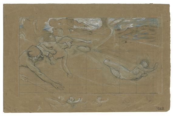 Herbert James Draper | Study of Florrie Bird for a water nymph in ...