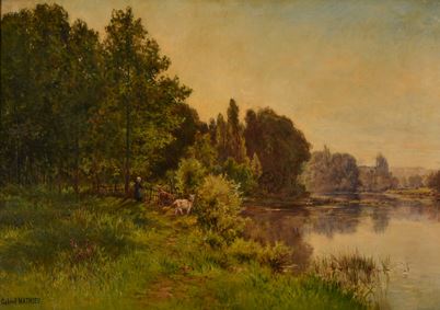 Gabriel Mathieu | Bord de rivière animé dans la Creuse | MutualArt