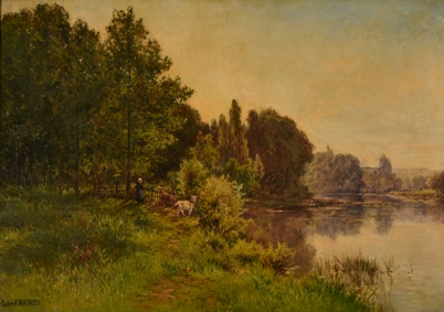 Gabriel Mathieu | Bord de rivière animé dans la Creuse | MutualArt