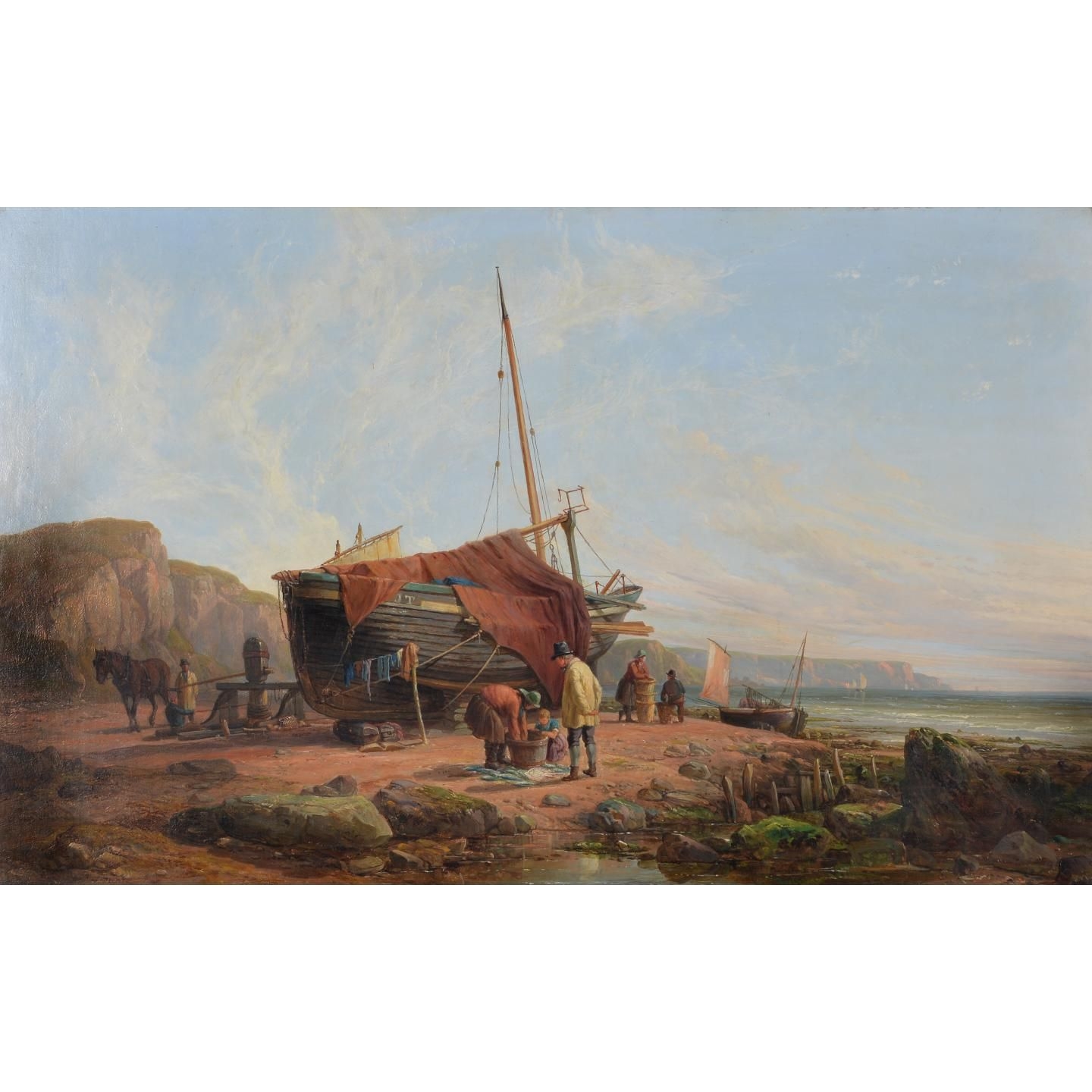 John Frederick Tennant | Coastal Seascape with Fishermen (1867) | MutualArt