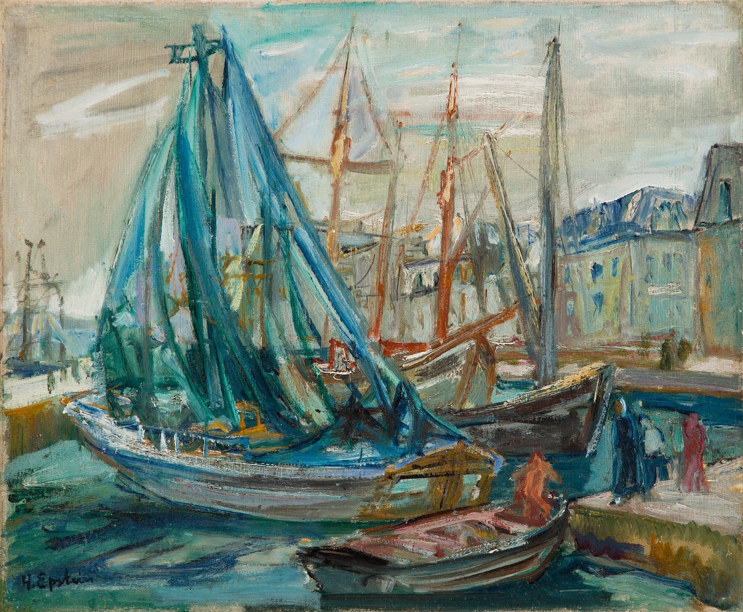 Henri Epstein | Boats in port (1930s) | MutualArt