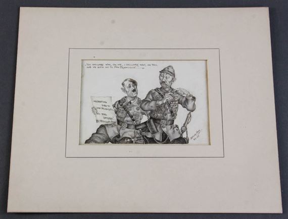 Arthur Szyk | Caricature of Hitler and Hideki Tojo (1945) | MutualArt