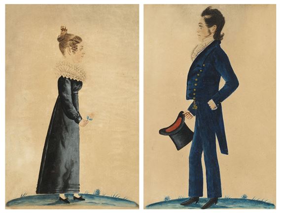 Jacob Maentel | A Pair of Portraits of a Man and a Woman (Circa 1815 ...