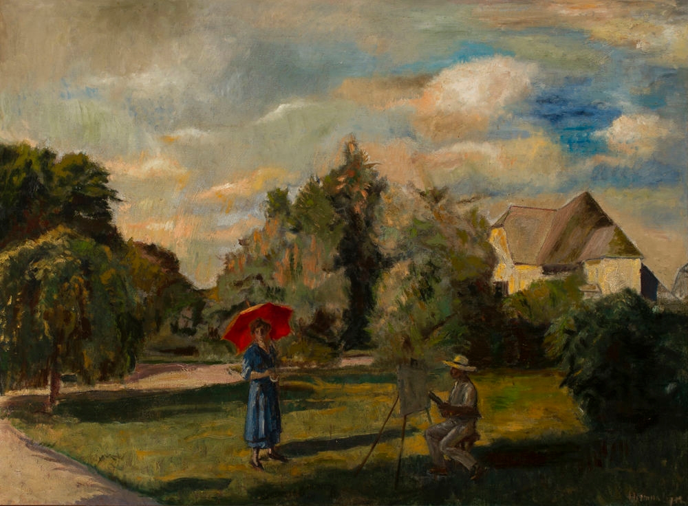 Herman Lipot | Painter and his Model in the Park | MutualArt