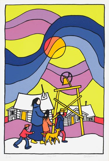 Ted Harrison | Village Bell (1981) | MutualArt