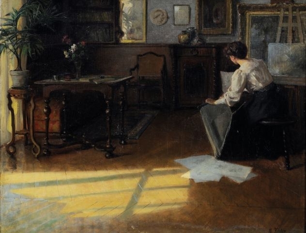 Marcel Rieder | Jeune femme peintre dans un intérieur | MutualArt