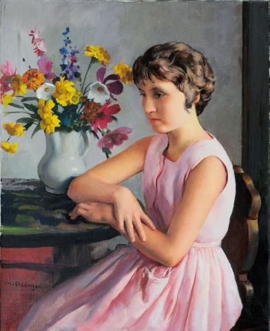Maurice Ehlinger | Jeune fille au bouquet | MutualArt