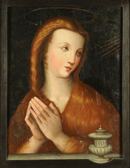 Flemish School, 16th Century | Mary Magdalene with anointing pot | MutualArt