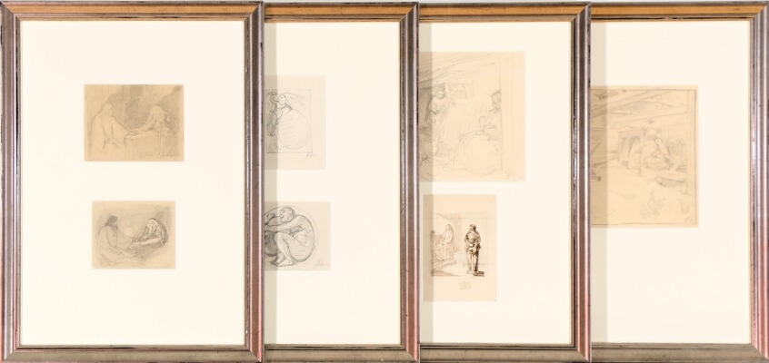 Frans Schwartz | A collection of seven sketches in four frames | MutualArt