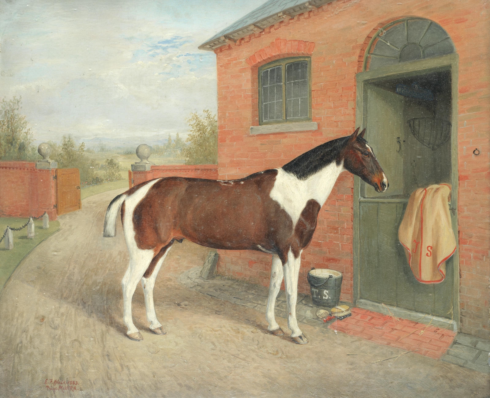 Edwin Frederick Holt | A piebald horse (1883) | MutualArt