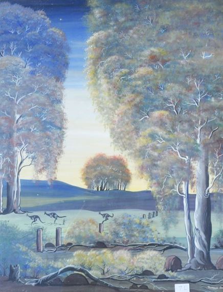 Reynold Hart | South West Scene with Kangaroos | MutualArt