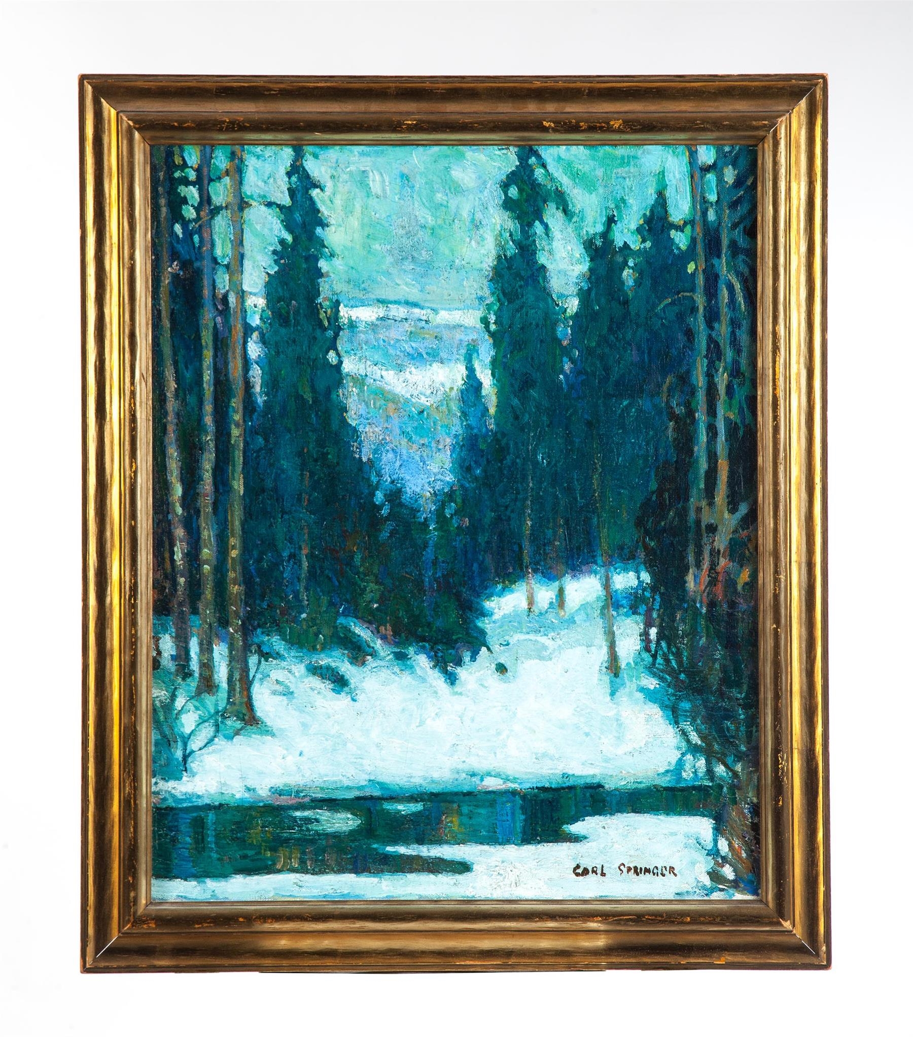 Carl Springer | Pine forest at night | MutualArt