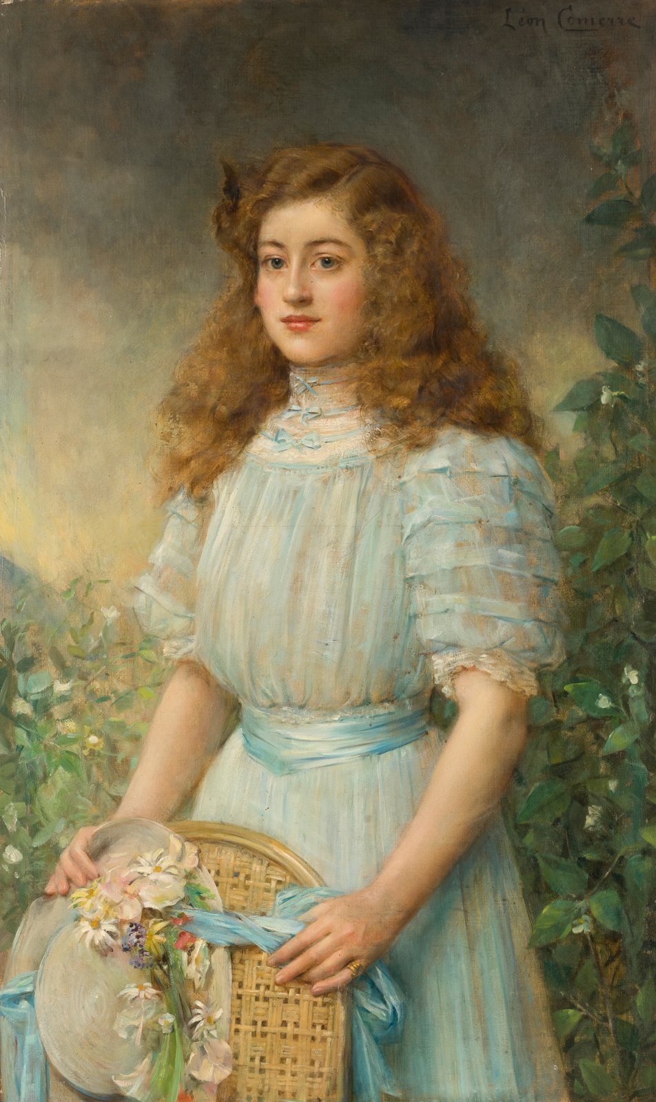 Léon Comerre | Portrait de Mademoiselle Lambert, au chapeau fleuri ...