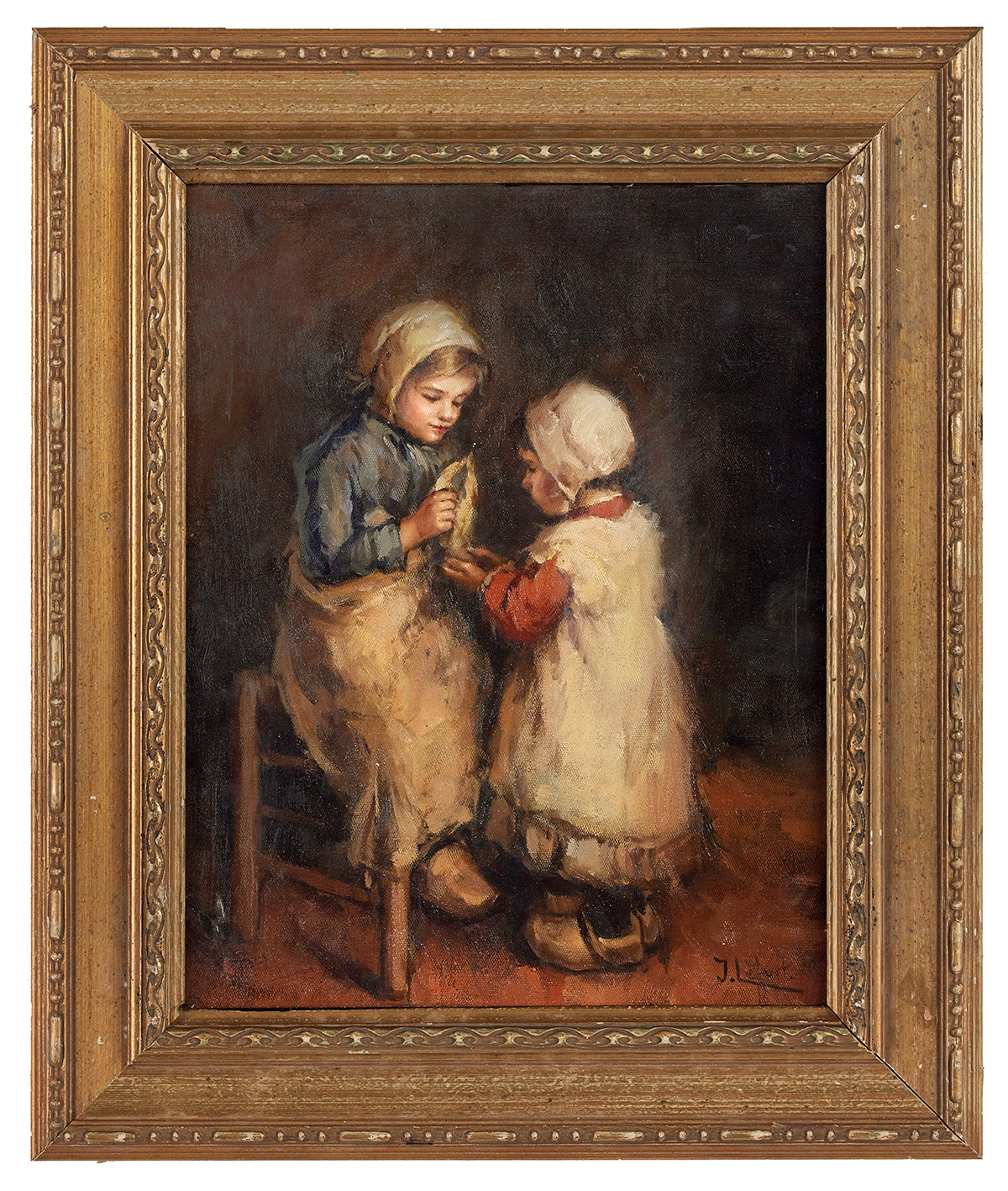 Jean Lefort | Two Children Playing with a Sailboat | MutualArt