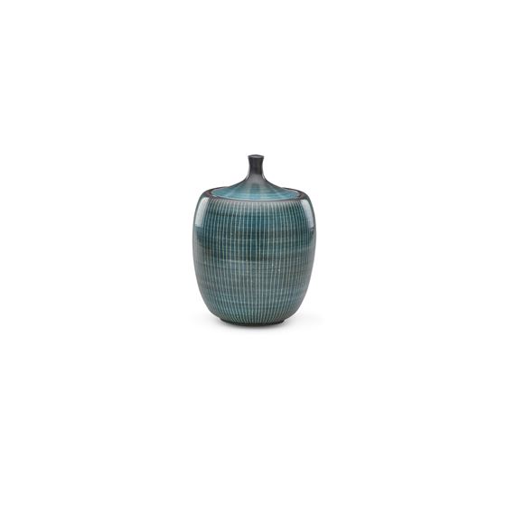 Harrison McIntosh | Covered jar with stripes | MutualArt