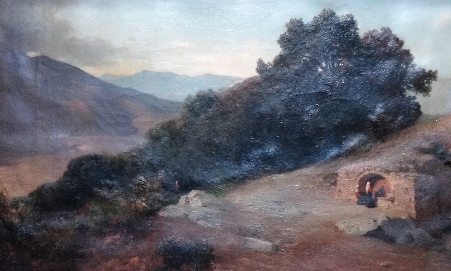 Alfred de Curzon | Italianate landscape with women at a shrine | MutualArt
