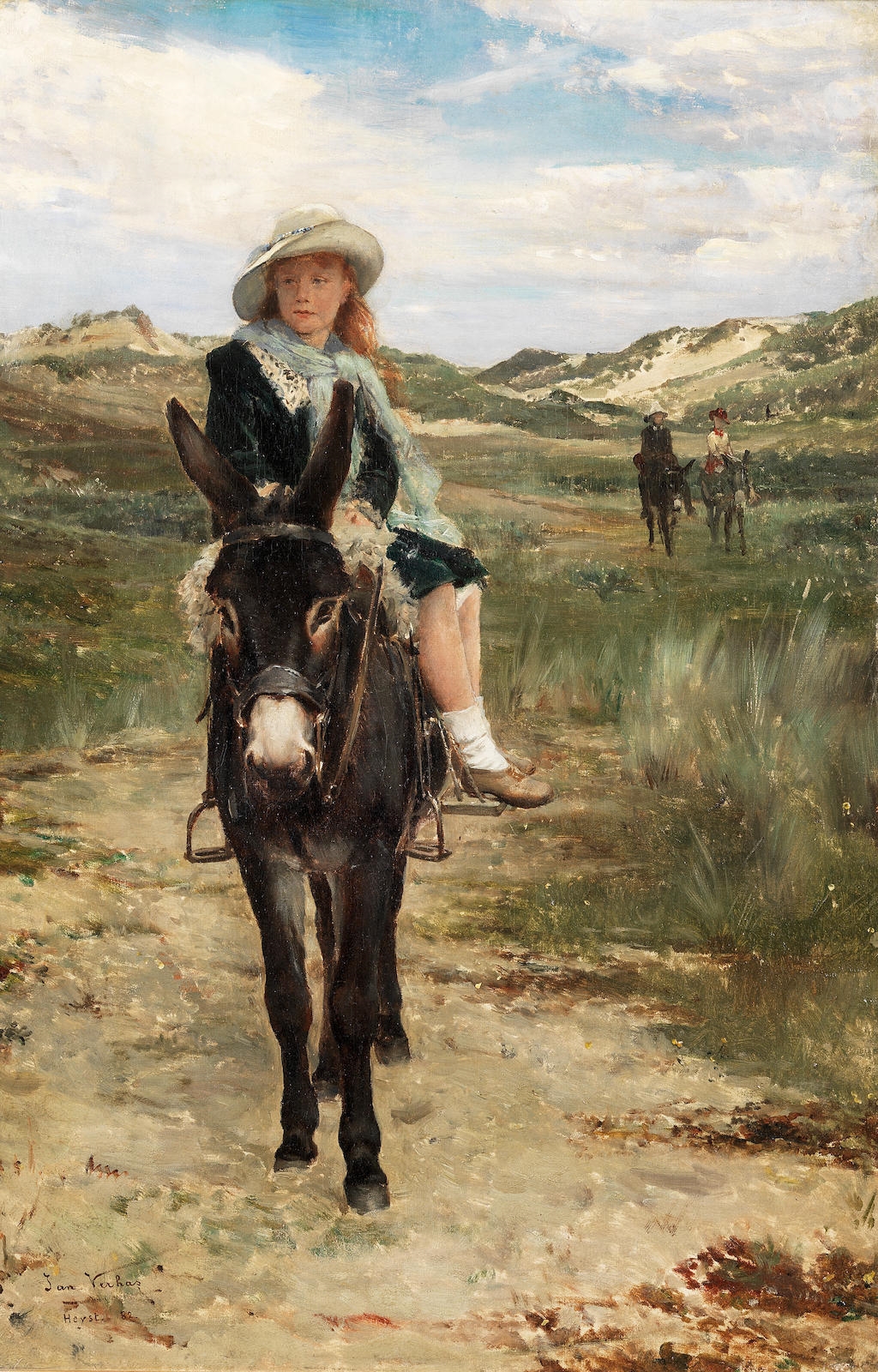 Jan Verhas | The artist's daughter Martha, riding a donkey (1882 ...