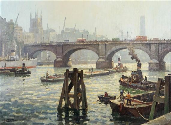 George Ayling | EVENING BY LONDON BRIDGE | MutualArt