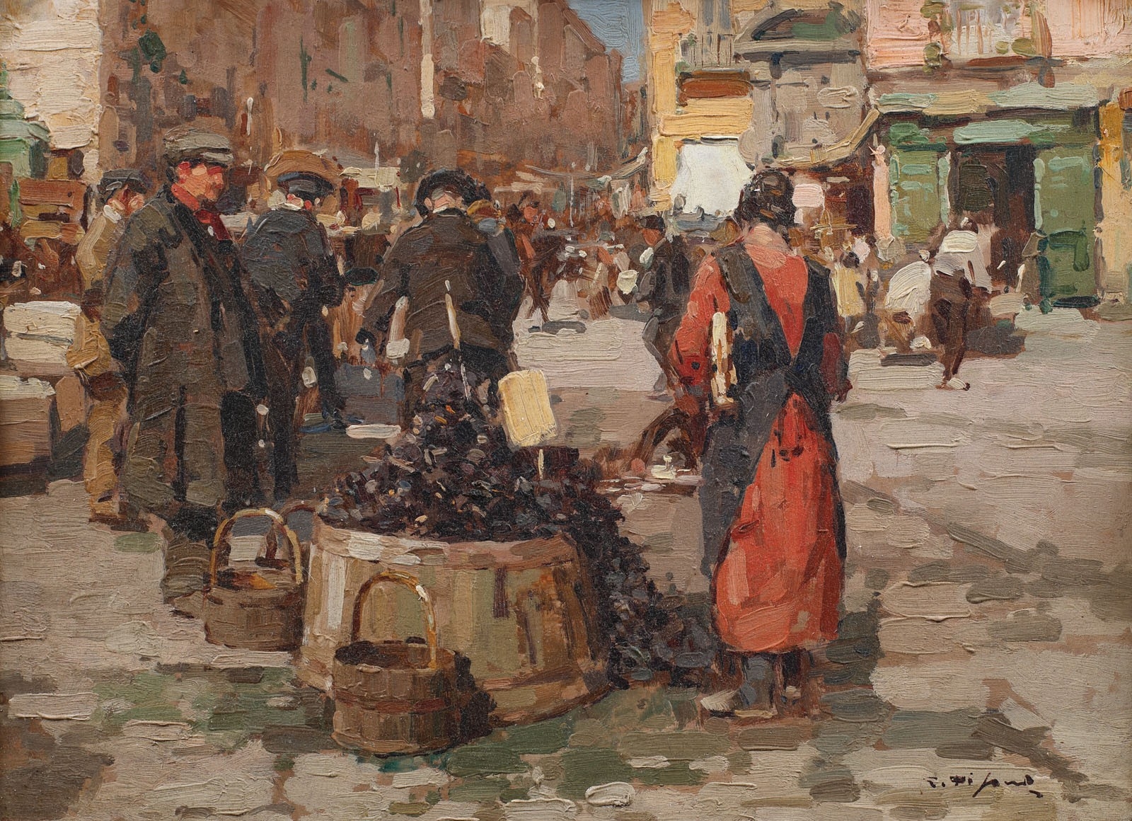 Gustavo Pisani | Vânzătorul de stridii în piața din Napoli | MutualArt