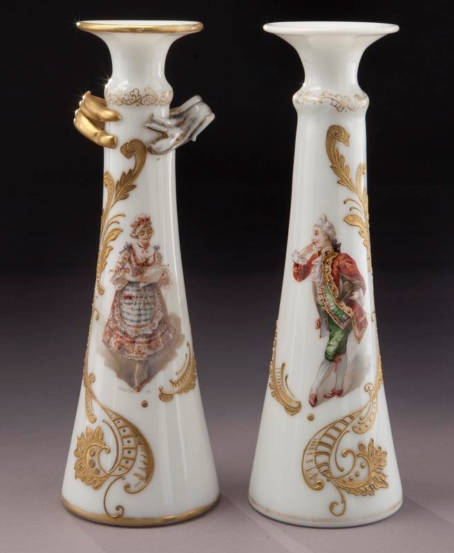 Mount Washington Glass | (2) Mt. Washington Colonial Ware trumpet vases ...