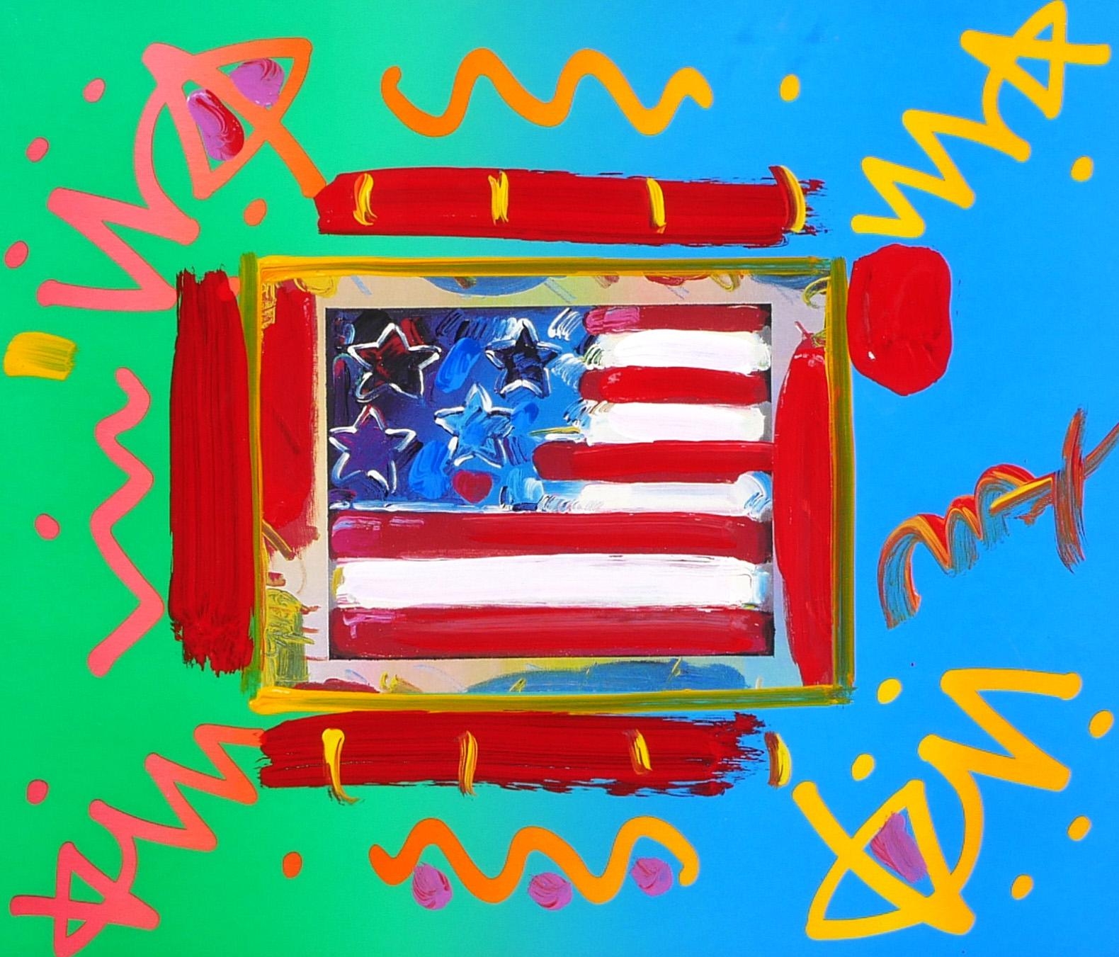 Peter Max | American Flag with Heart (Circa 2002) | MutualArt