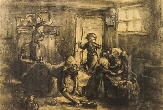 Vincent Van Gogh | Dutch kitchen interior with mother and four children ...