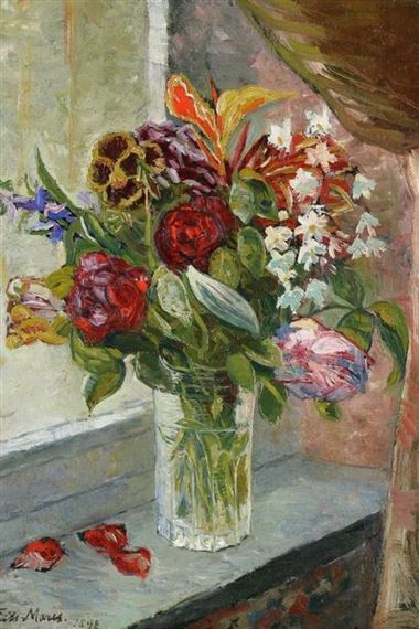 Frits Maris | Still Life with Flowers in Window Frame (1898) | MutualArt