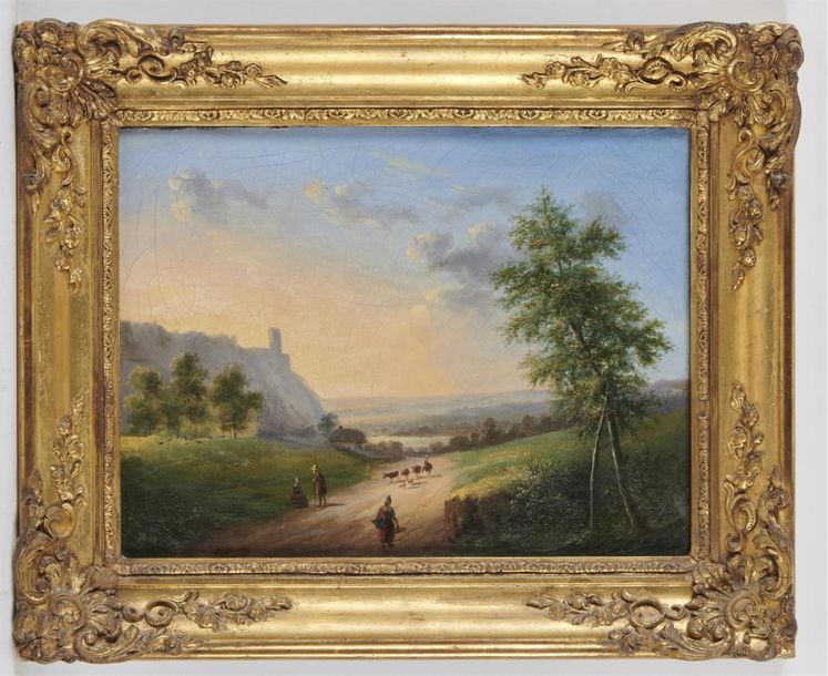 Louis-Claude Malbranche | Paysage de campagne animé avec ânes (1821 ...