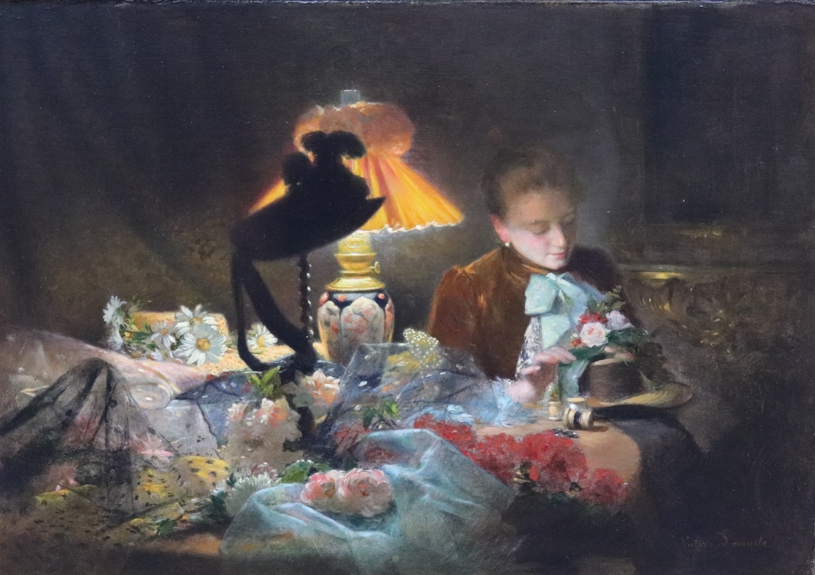 Victor Lecomte | Jeune modiste à son ouvrage | MutualArt