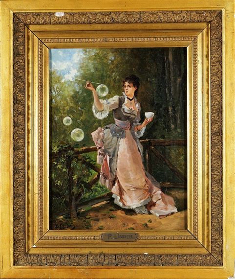Philippe Jacques Linder | Jeune femme aux bulles de savon | MutualArt