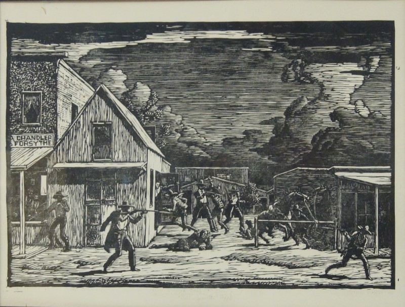 Clyde Forsythe | Gunfight at the Ok Corral | MutualArt