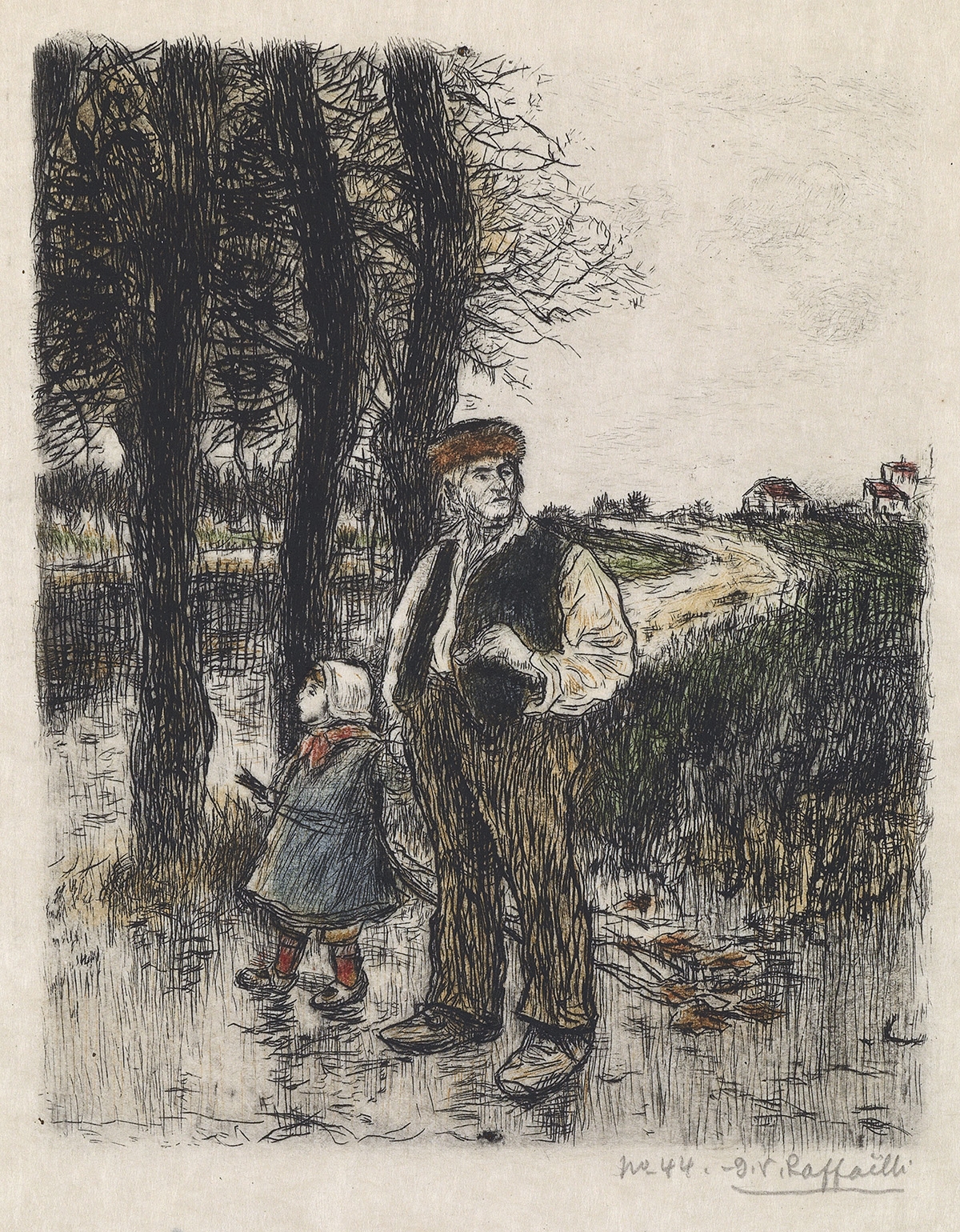 Jean-François Raffaëlli | En Promenade (petite planche) | MutualArt