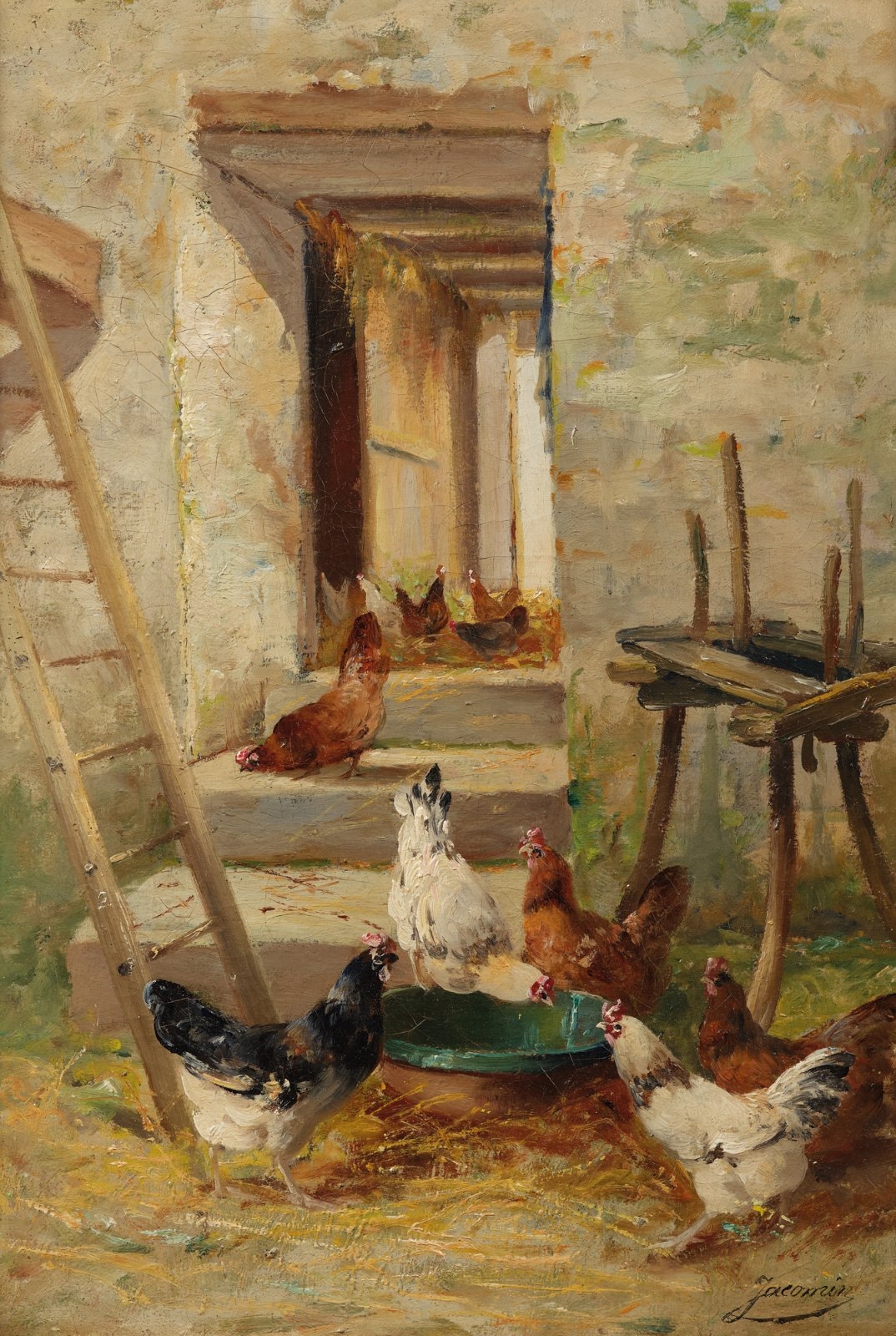 Alfred Louis Vigny Jacomin | Gallinacés dans la basse cour | MutualArt