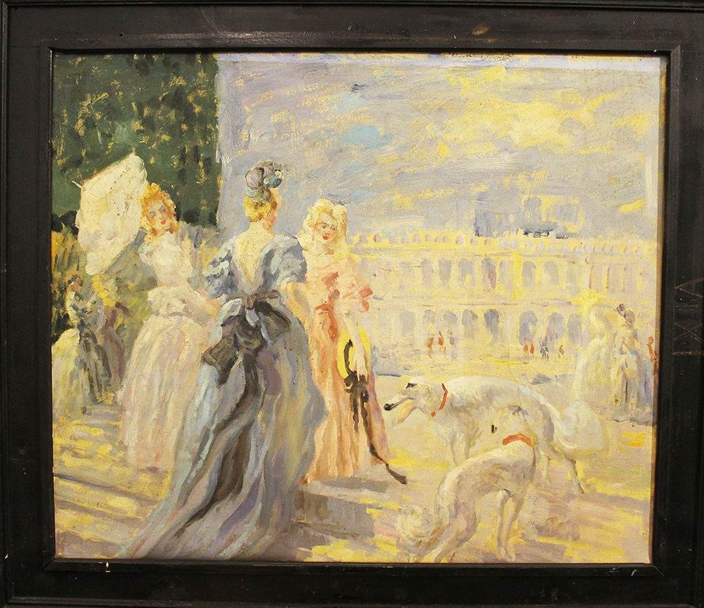 Raoul Dufy | Elegant Ladies with Dogs in Front of a Castle | MutualArt