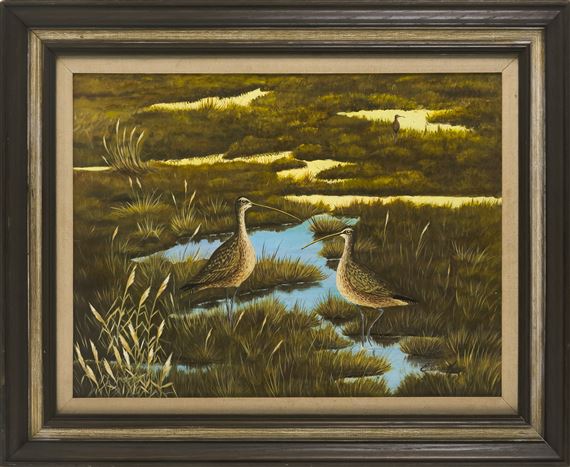 Edwina Kay | Two plovers in a marsh | MutualArt