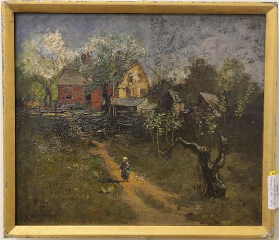 George William Whitaker | Country farm landscape with barn | MutualArt