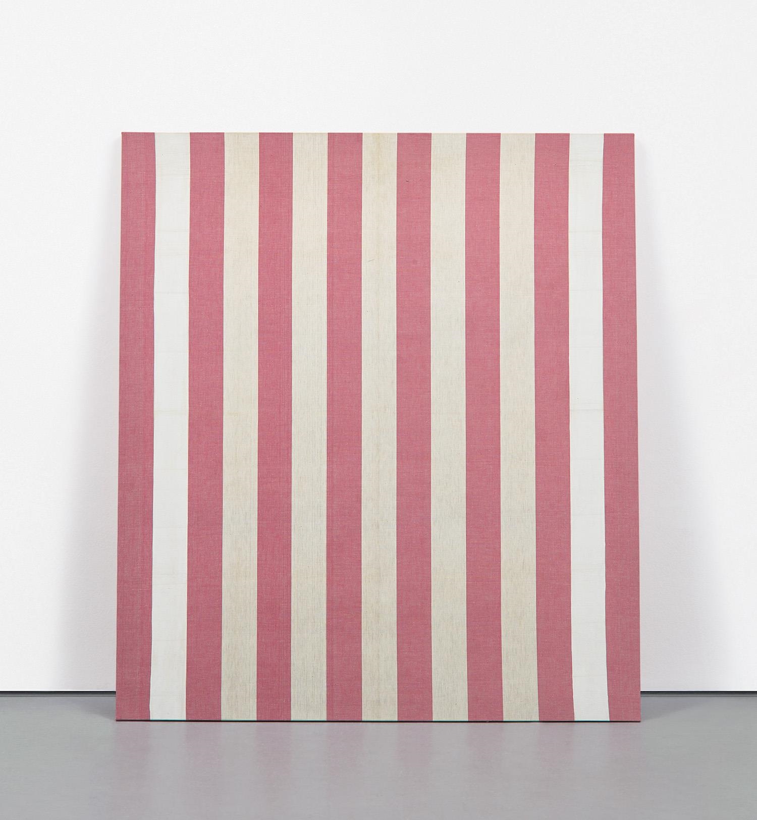 Daniel Buren | Peinture acrylique blanche sur tissu rayé blanc et rouge ...