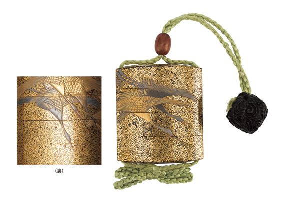 Kajikawa Bunryūsai | A GOLD-LACQUERED SAMURAI'S PILLBOX WITH CRANES ...