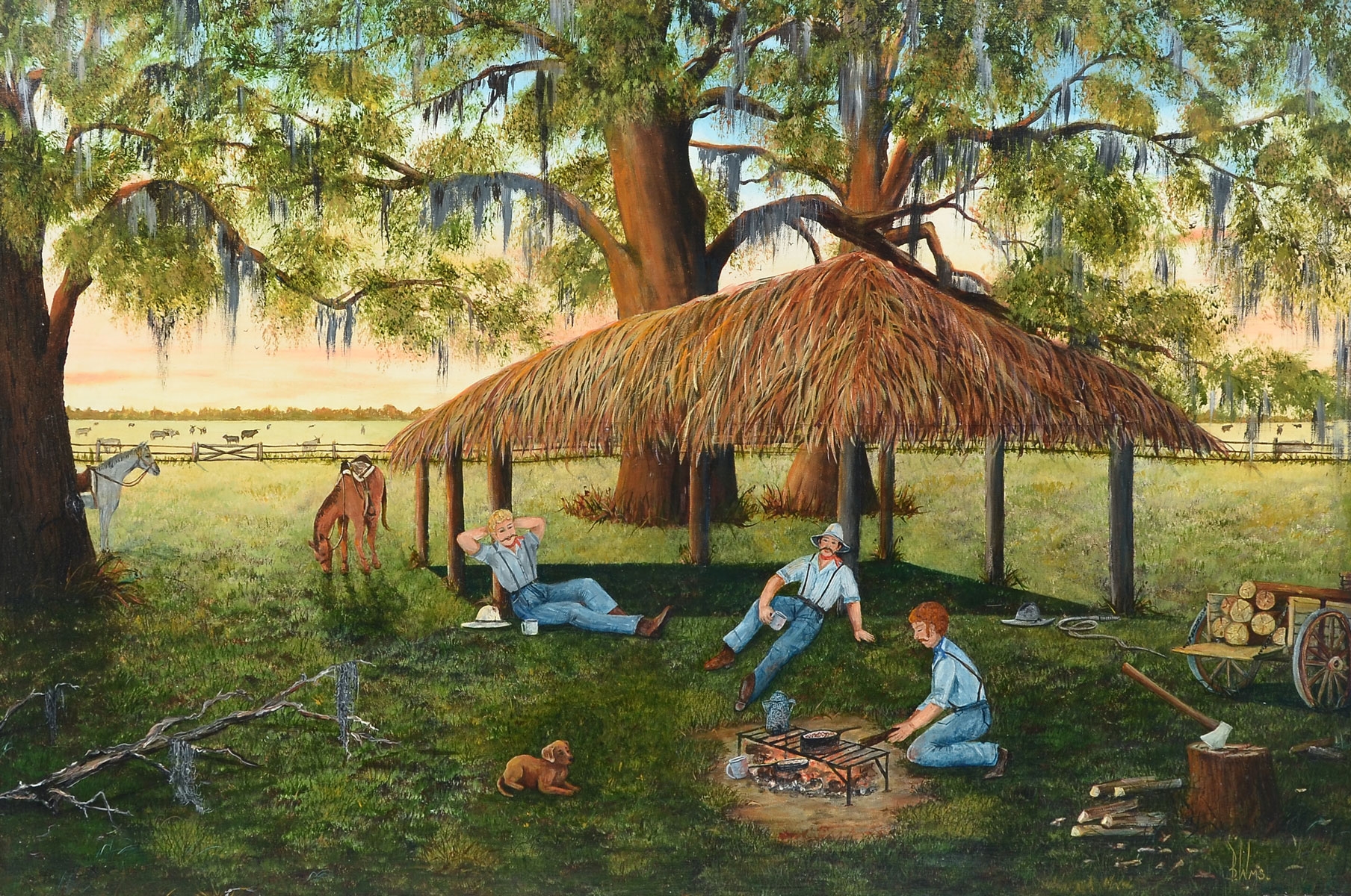 Bettye Williams | Florida Cowmen at Rest Waiting for Dinner | MutualArt
