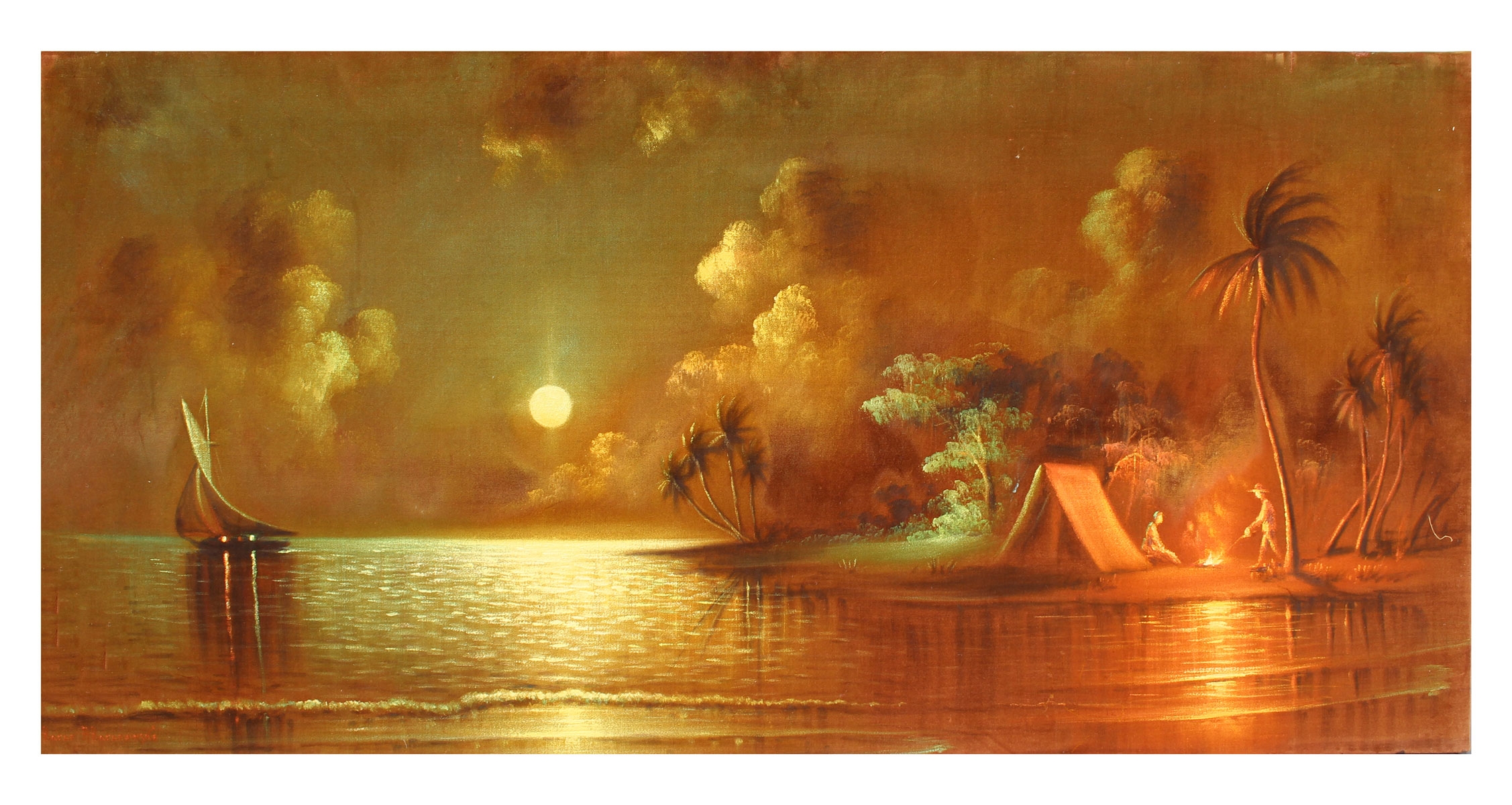 Alexander Baranowski | Moonlight Campfire on a Florida River | MutualArt