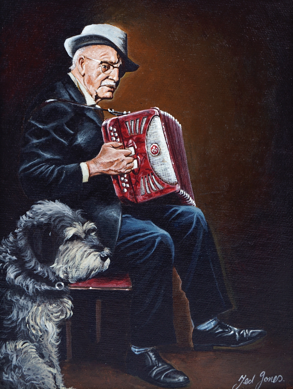 Ted Jones | Gentleman playing the accordion with a dog by his side ...