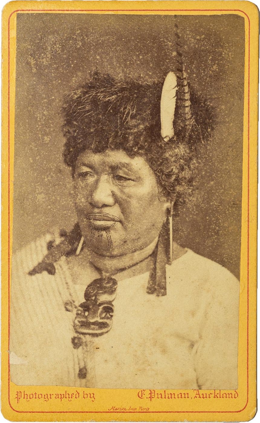 Elizabeth Pulman | Portrait of an unknown Māori woman in fur hat and ...