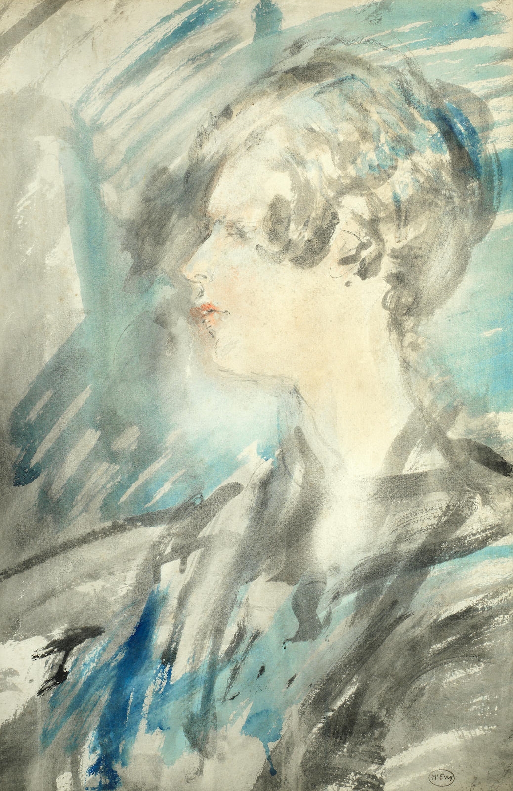 Ambrose McEvoy | Portrait of a lady, head turned to the left | MutualArt