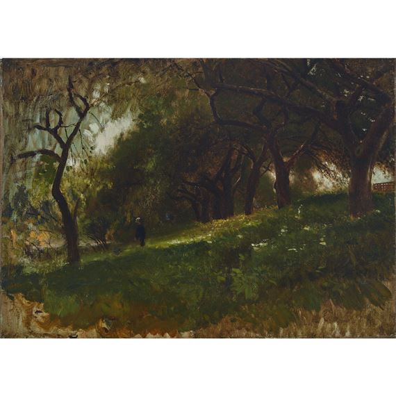 Arthur Parton | Wooded Landscape with Boy on the Hillside | MutualArt